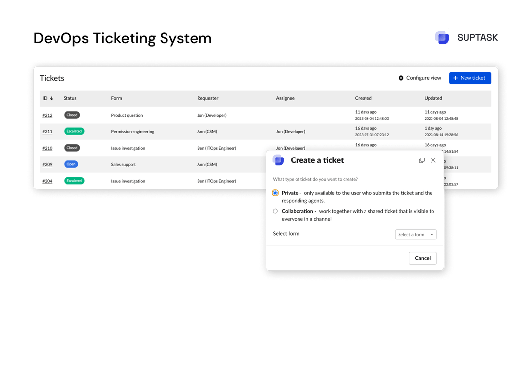 DevOps Ticketing System - Development Operations Software